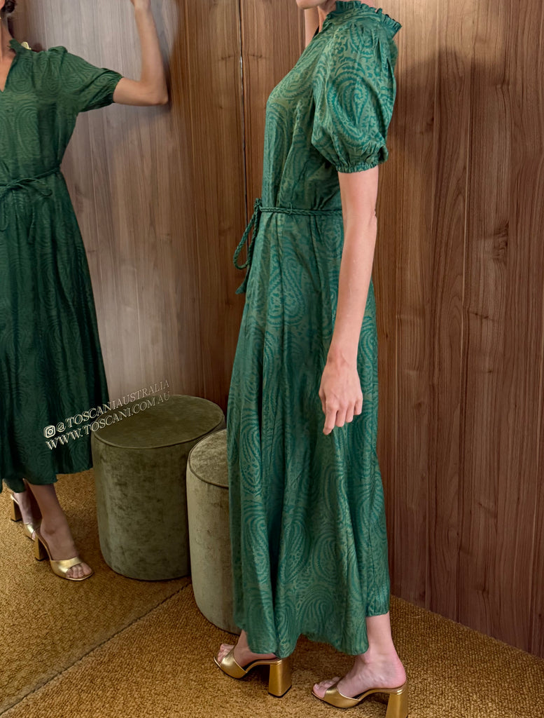 Oceanus Dress Paisley Green – Toscani Australia