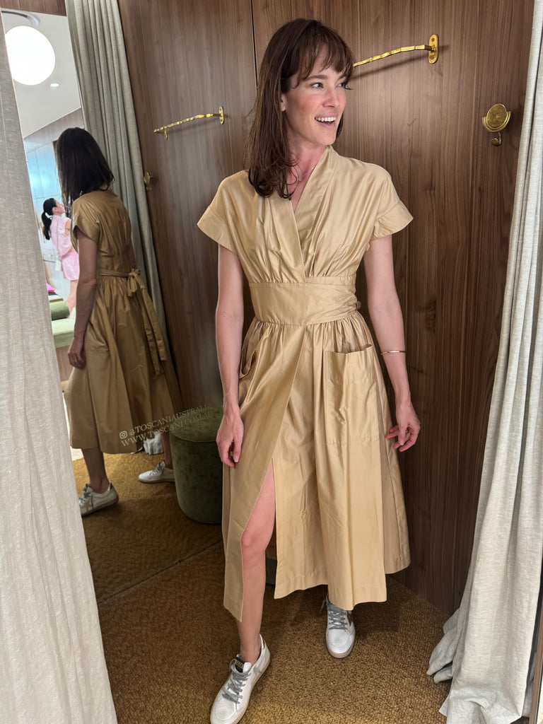 Gimena Dress Beige – Toscani Australia