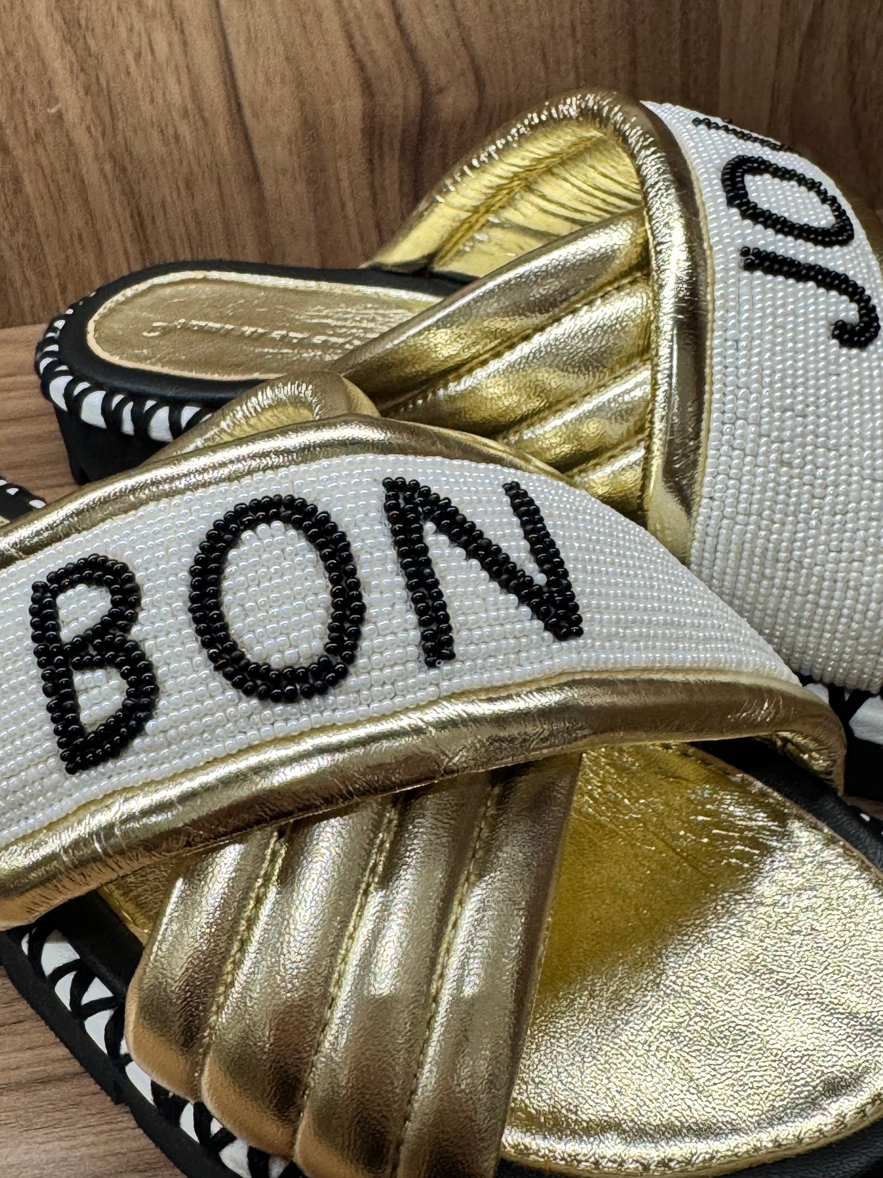 Bon Jour Slide Gold Black – Toscani Australia