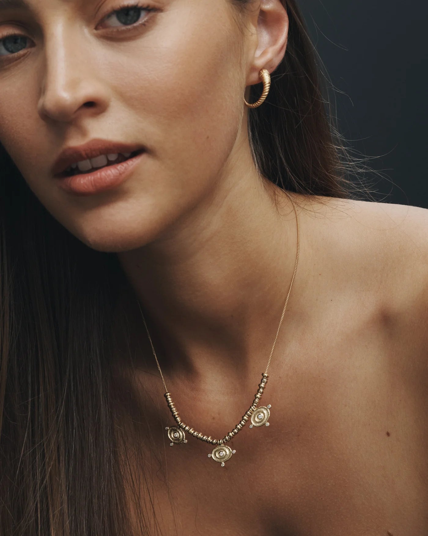 Reign Oval Statement Necklace Gold – Toscani Australia