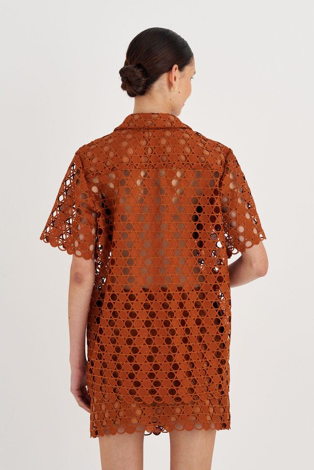 Short Sleeve Lace Over Shirt – Toscani Australia
