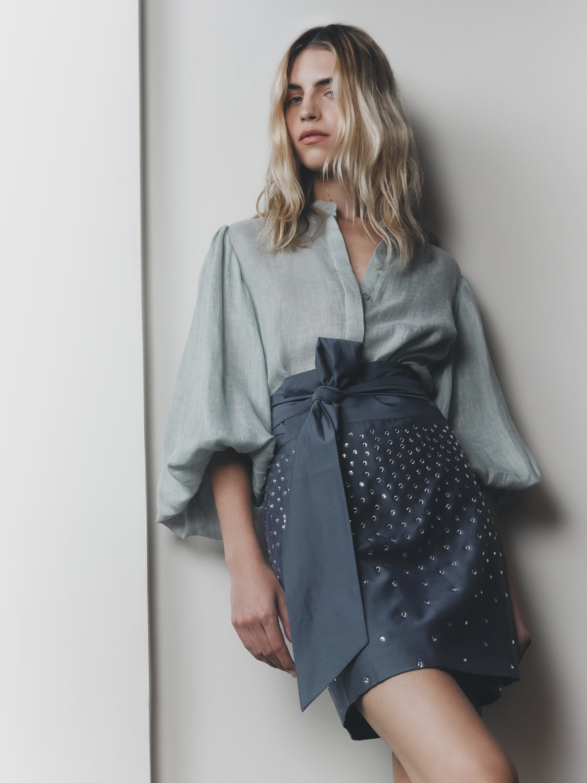 Moxie Mini Wrap Skirt Misty Sea – Toscani Australia