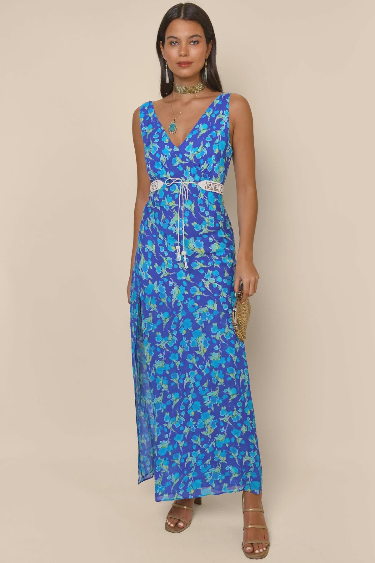 Moniq Dress Floral Cobalt – Toscani Australia