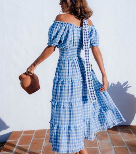 Rah Rah Dress Cornflower Gingham – Toscani Australia